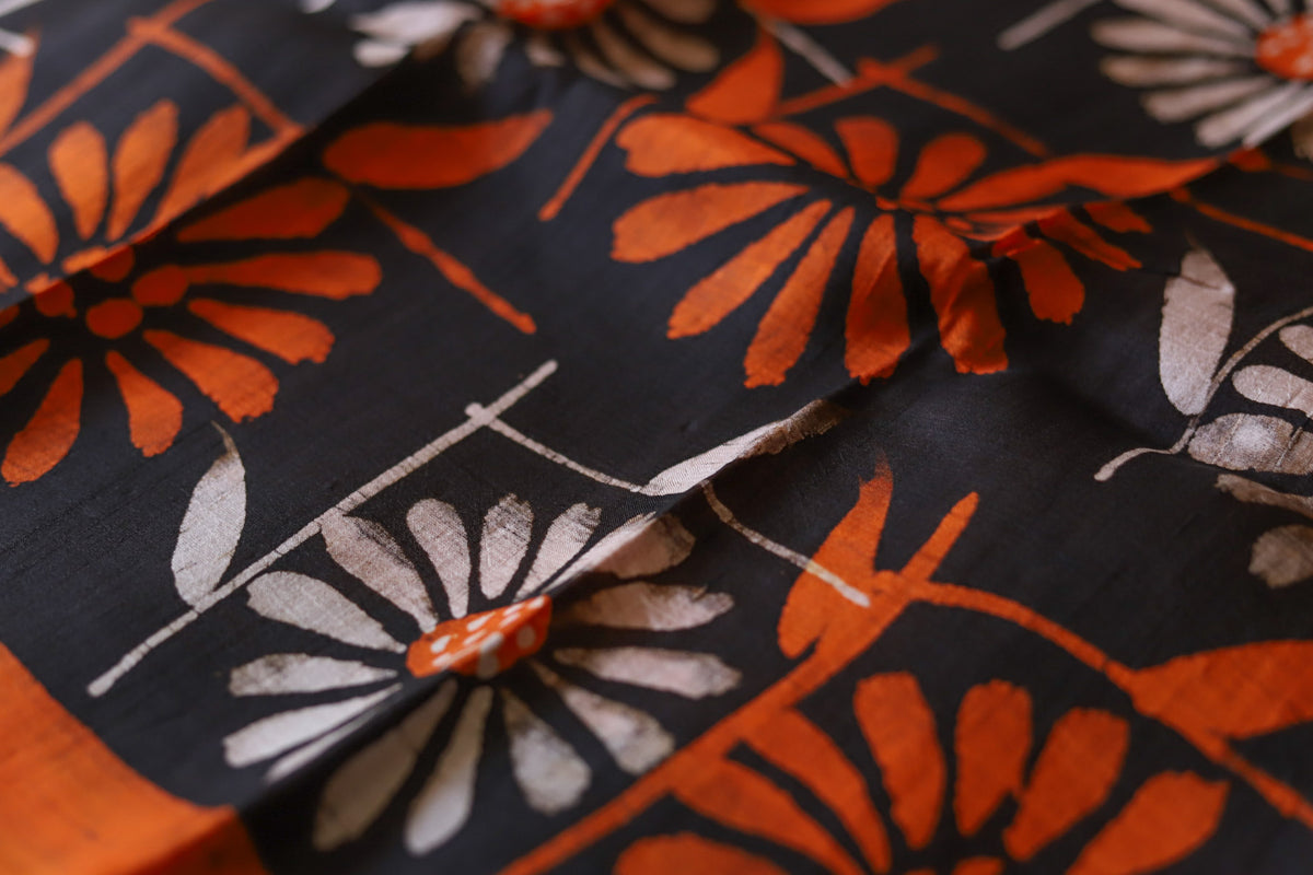 Handwoven Bengal Hand Batik Silk Saree – BONGONIKETAN