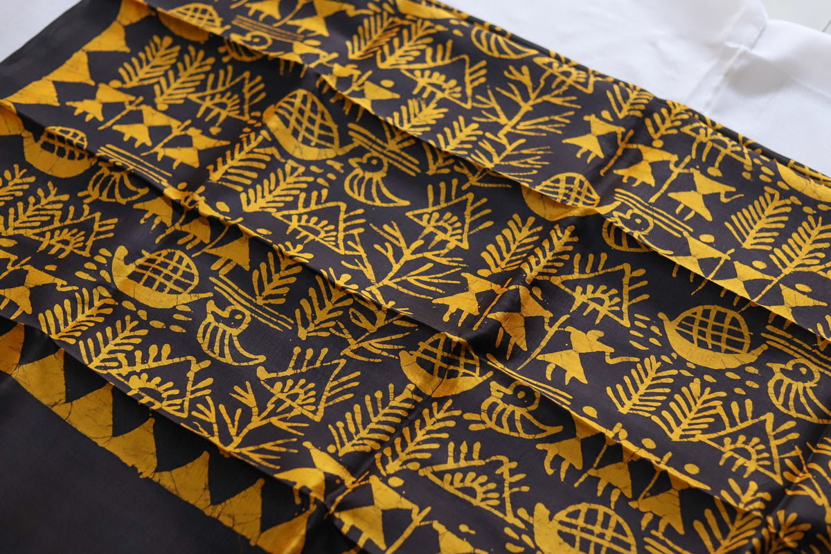 Handwoven Bengal Hand Batik Silk Saree – BONGONIKETAN