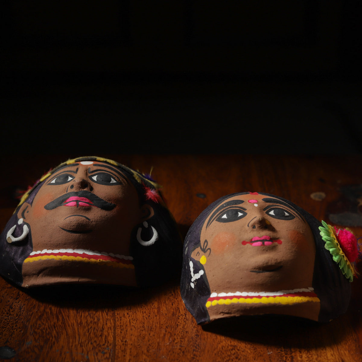 Handmade (Mukhauta) Chhau Mask - Tribal Couple – BONGONIKETAN