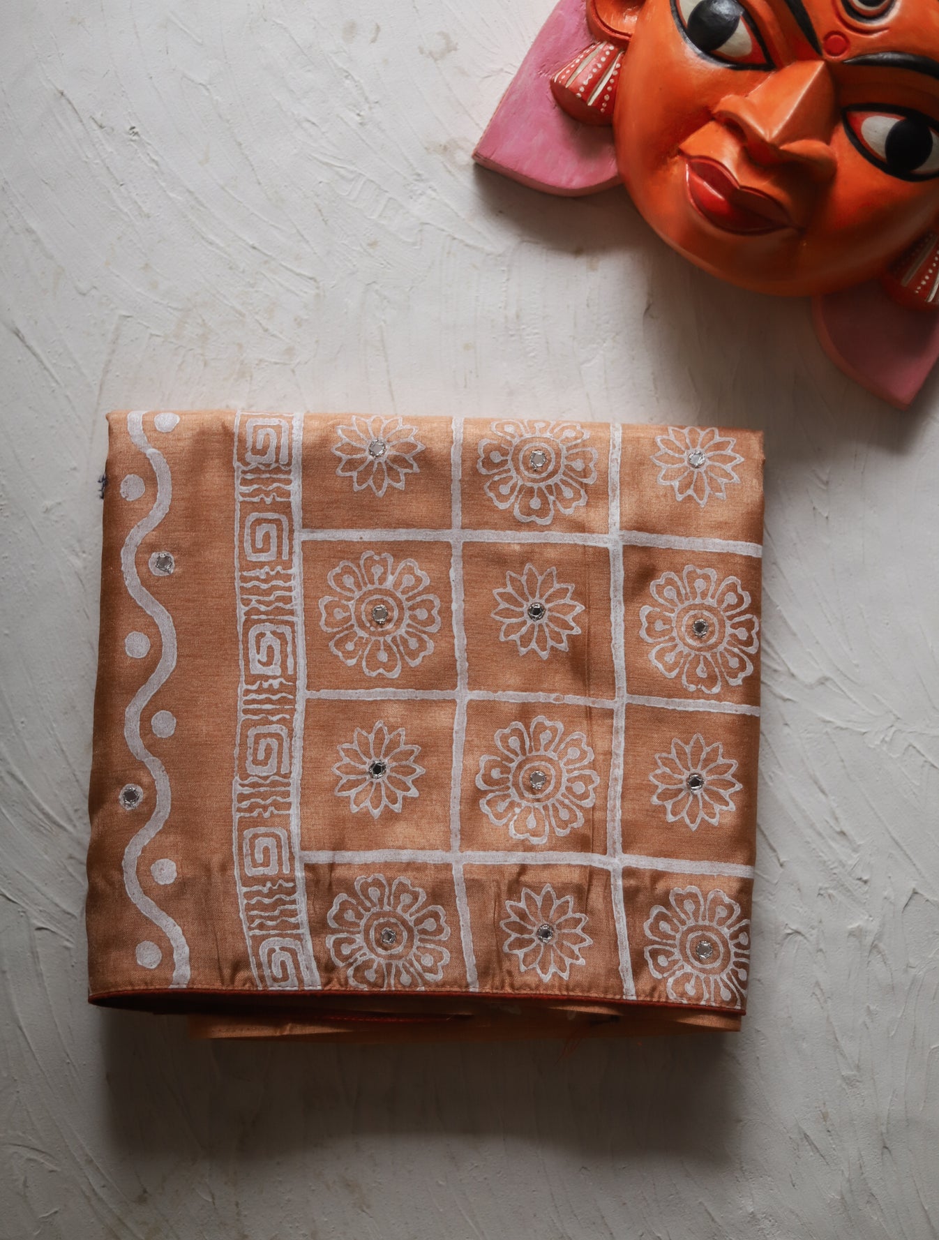 Calcutta Cotton Silk Saree Block Print & Ari Embroidery|BONGONIKETAN