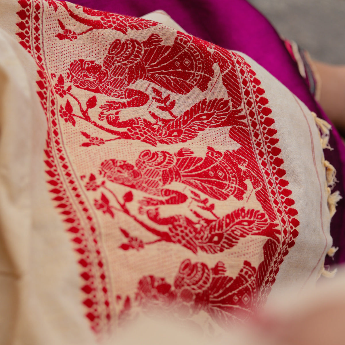 Handwoven Bengal Baluchari Shawl – BONGONIKETAN
